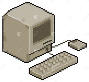 Pixel Art Old Computer Icon for 8bit Game Stock Vector - Illustration ...