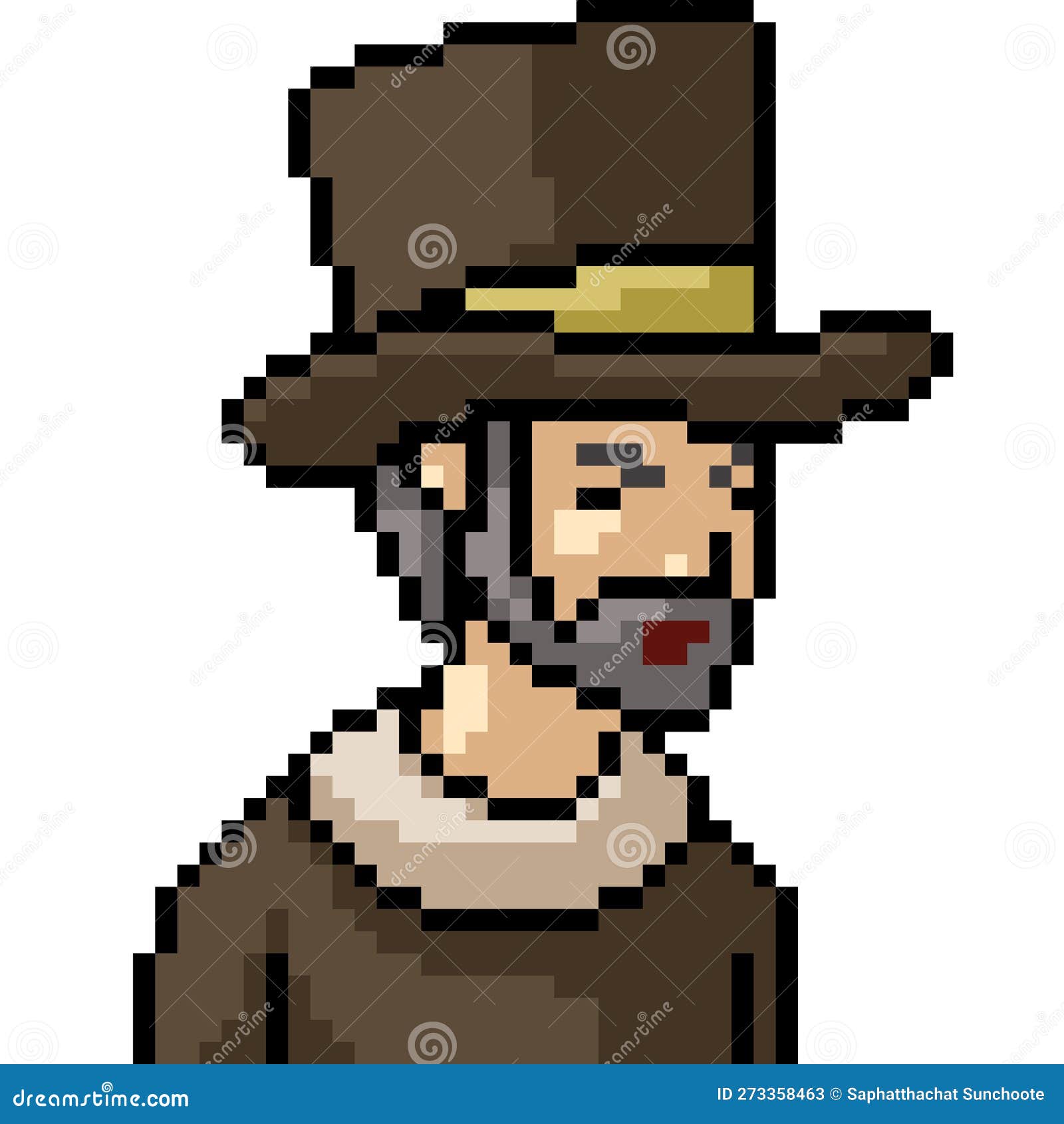 Pixel art old man top hat stock vector. Illustration of fashion - 273358463