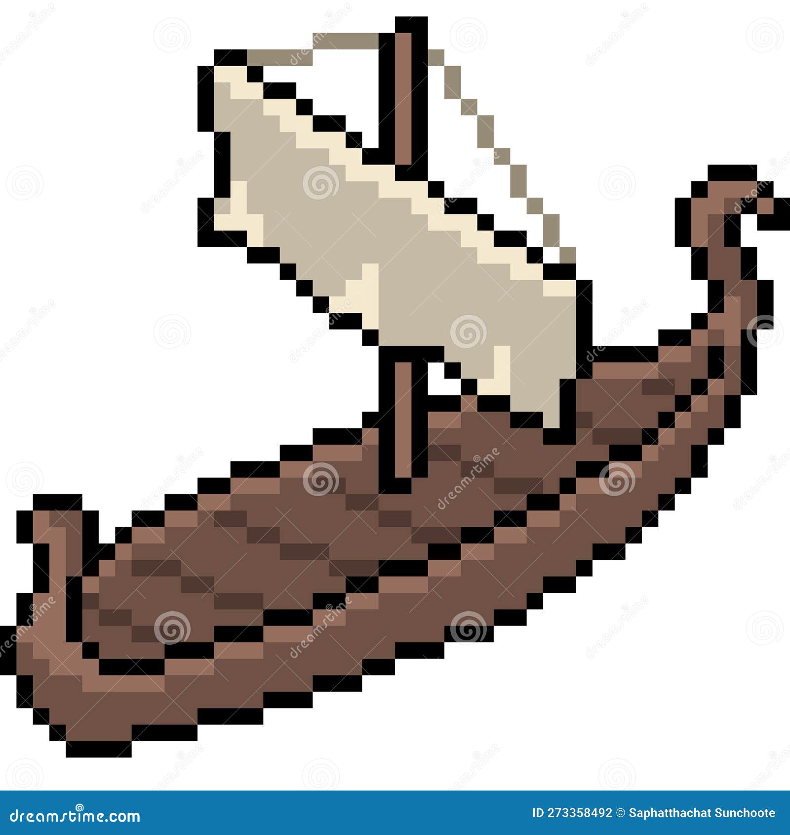 Pixel art old wood boat stock vector. Illustration of isolated - 273358492