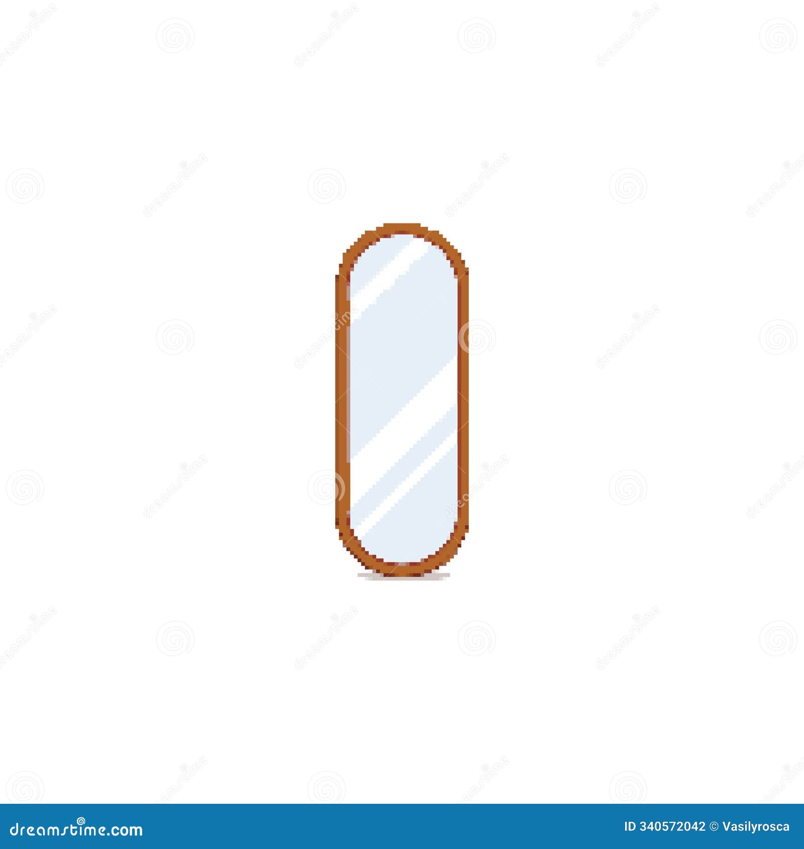 Pixel Art Oval Mirror with Wooden Frame. Minimalistic Mirror Design in ...