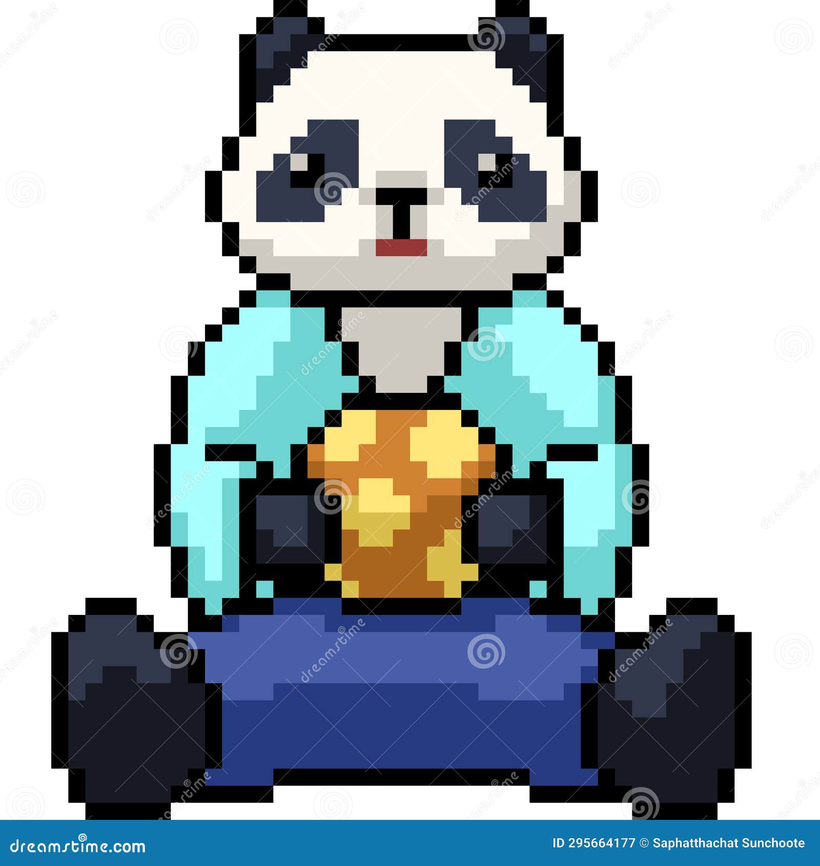 Pixel Panda Clipart On Green Background Vector Illustration ...