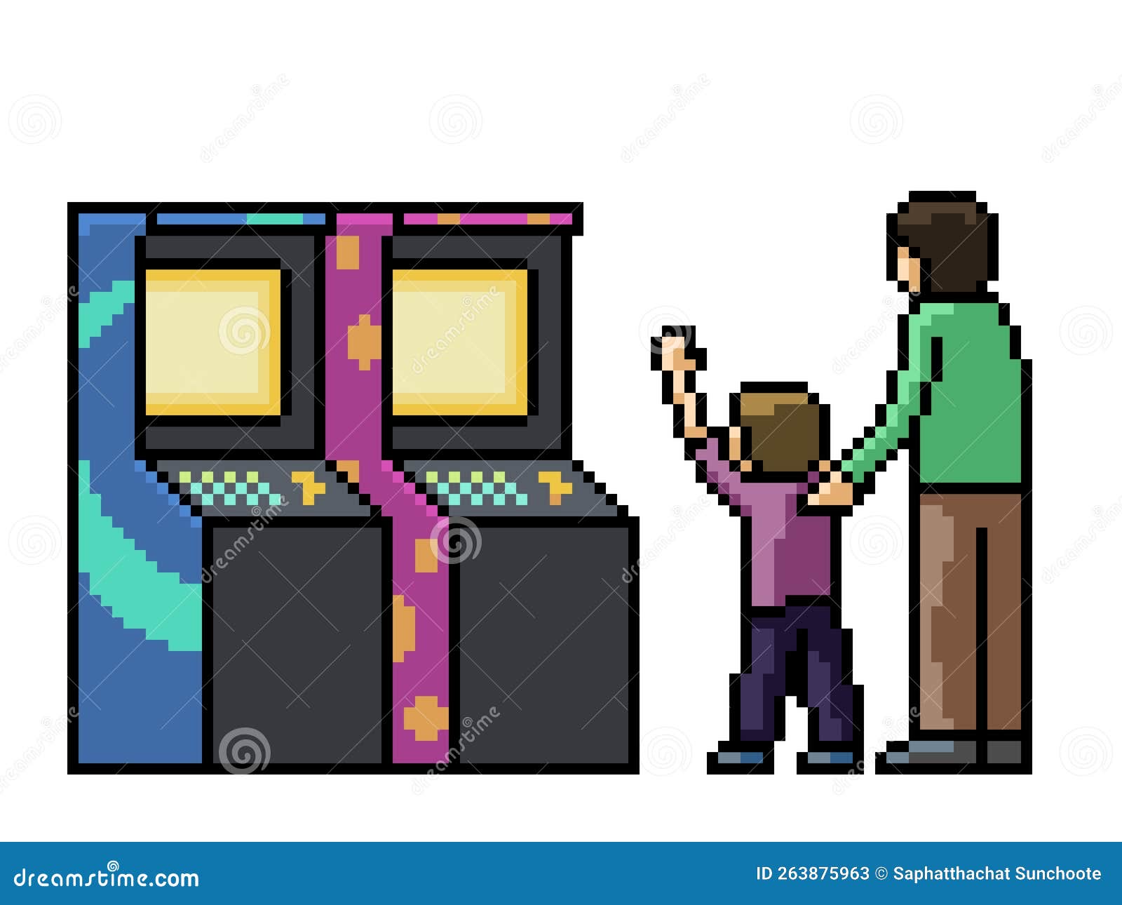 Pixel Art Parent Kid Arcade Stock Vector - Illustration of game, pixel ...