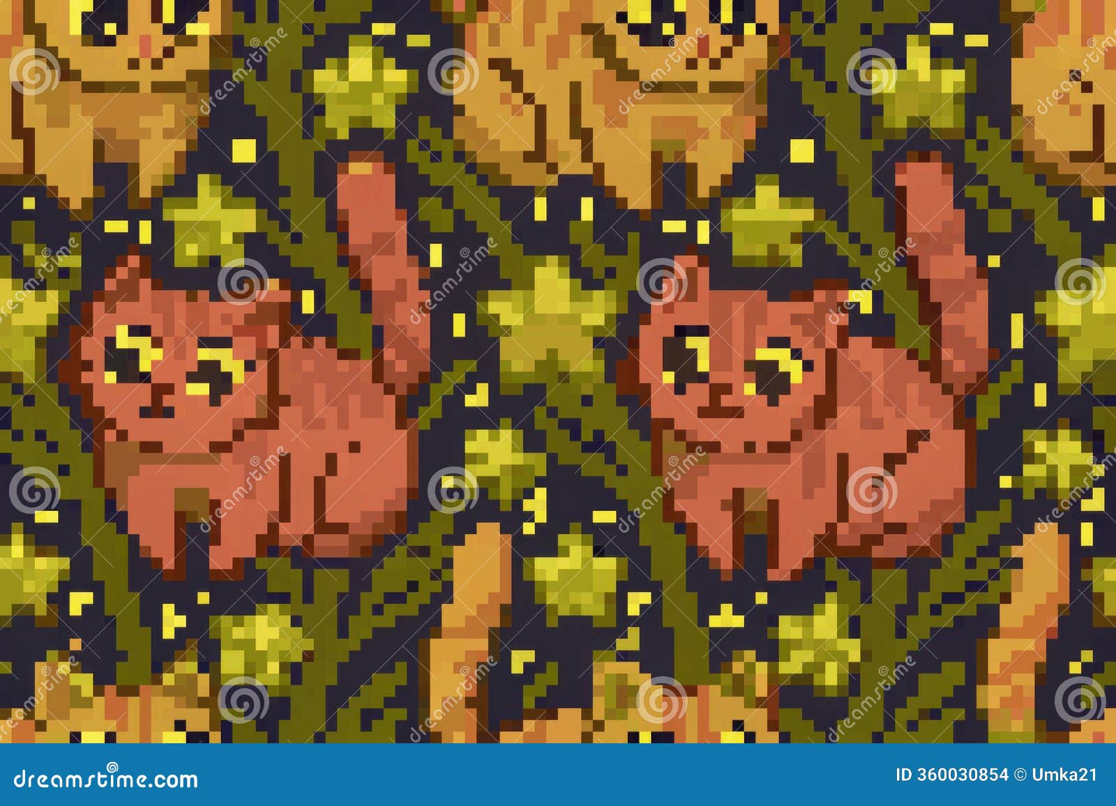 Pixel Art Cats In Blue Tunnels With Wide Eyes Royalty-Free Stock Photo ...