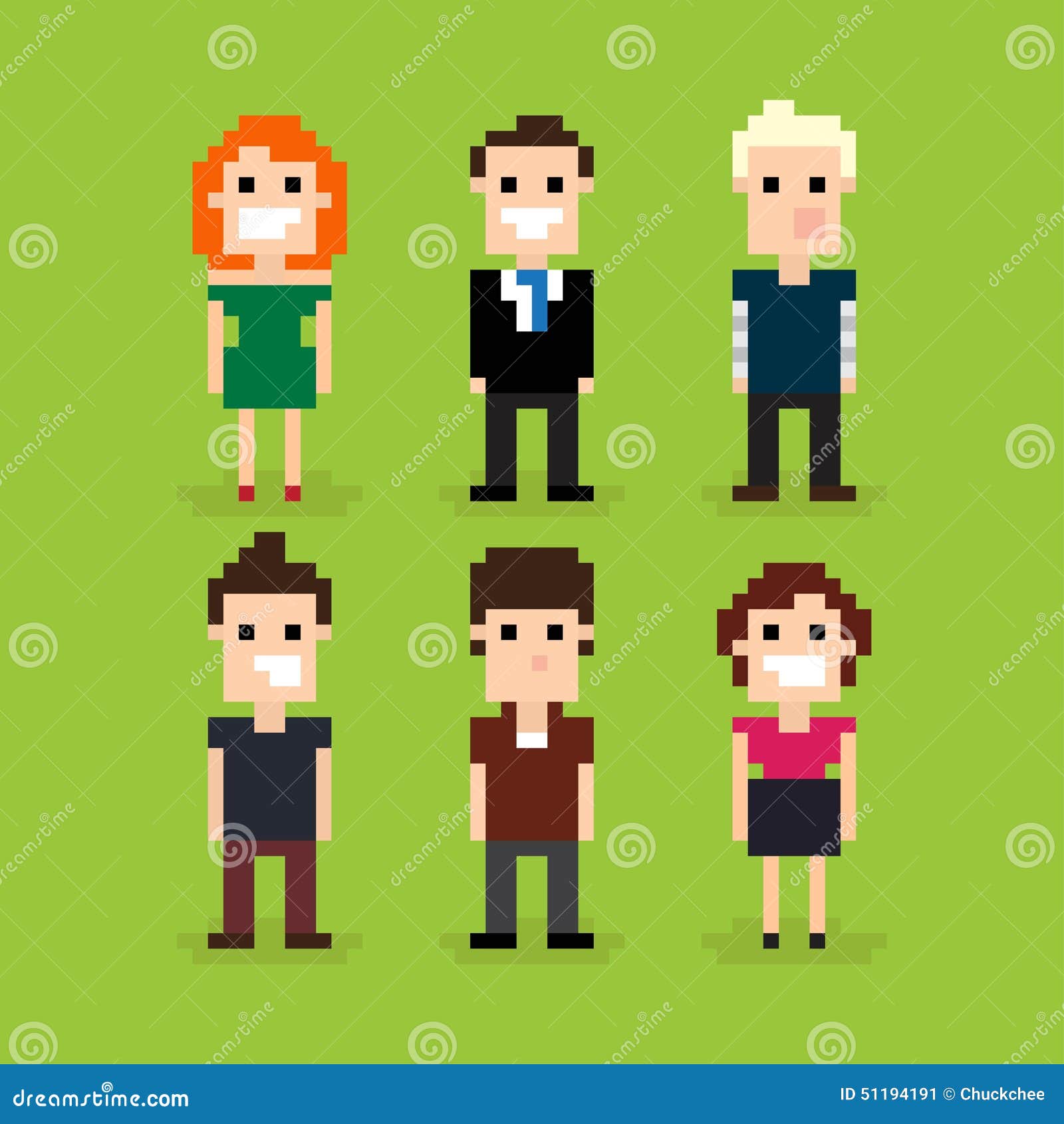 Pixel Art People Cartoon Vector | CartoonDealer.com #51194191