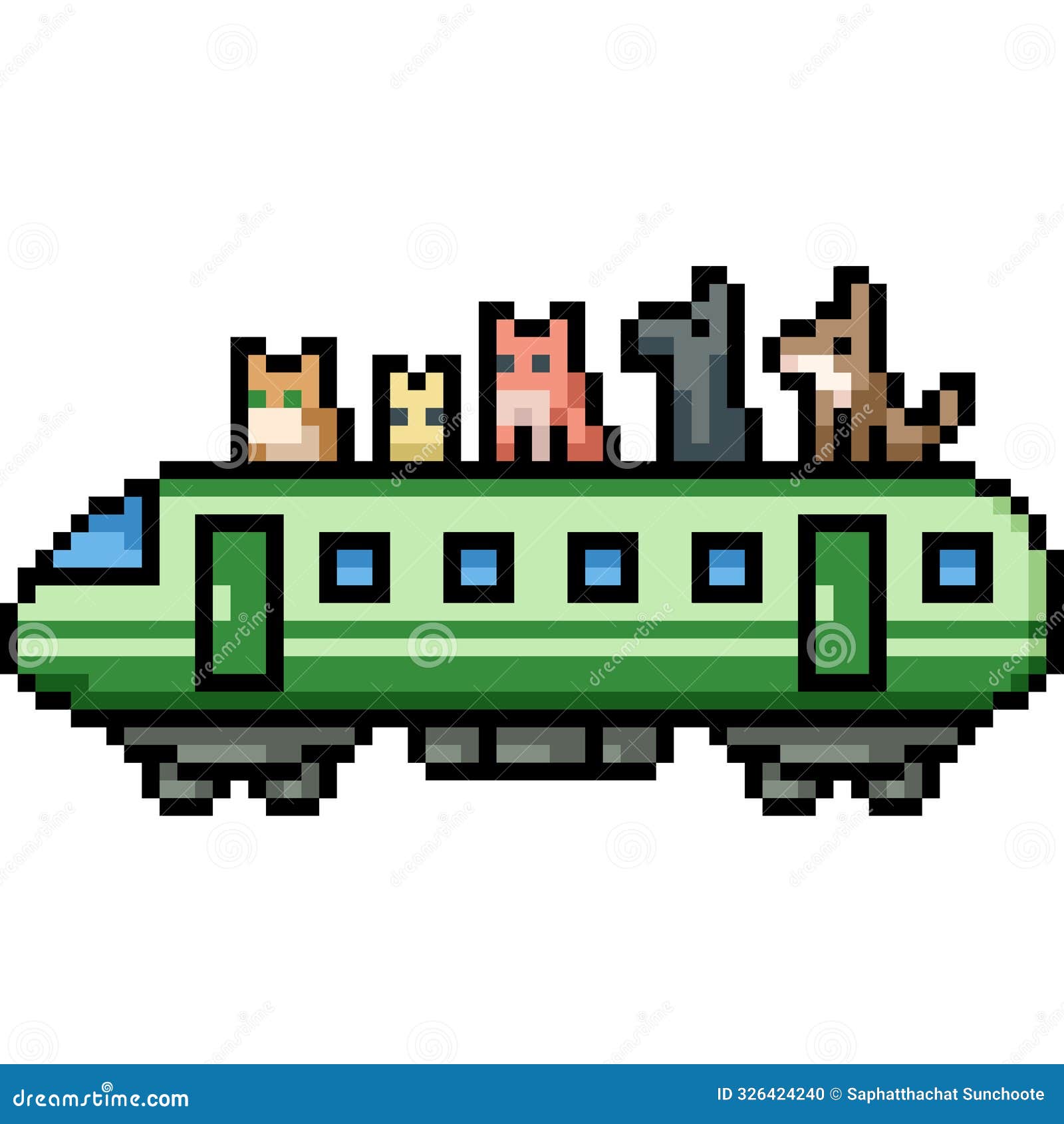Pixel Train. Kids Train Toys In Pixel Art. For 8 Bit Games. Vector ...