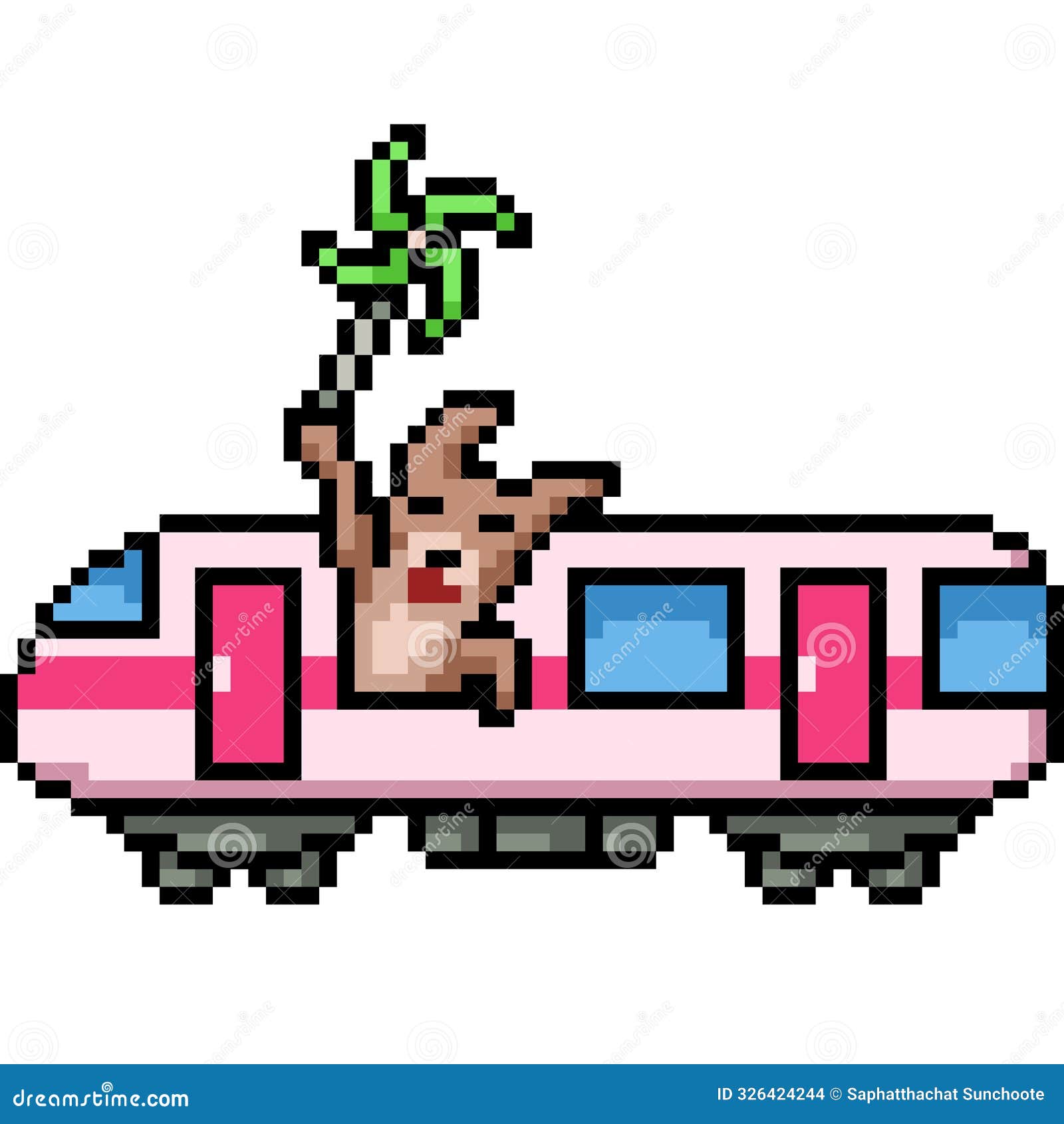 Pixel Train. Kids Train Toys In Pixel Art. For 8 Bit Games. Vector ...