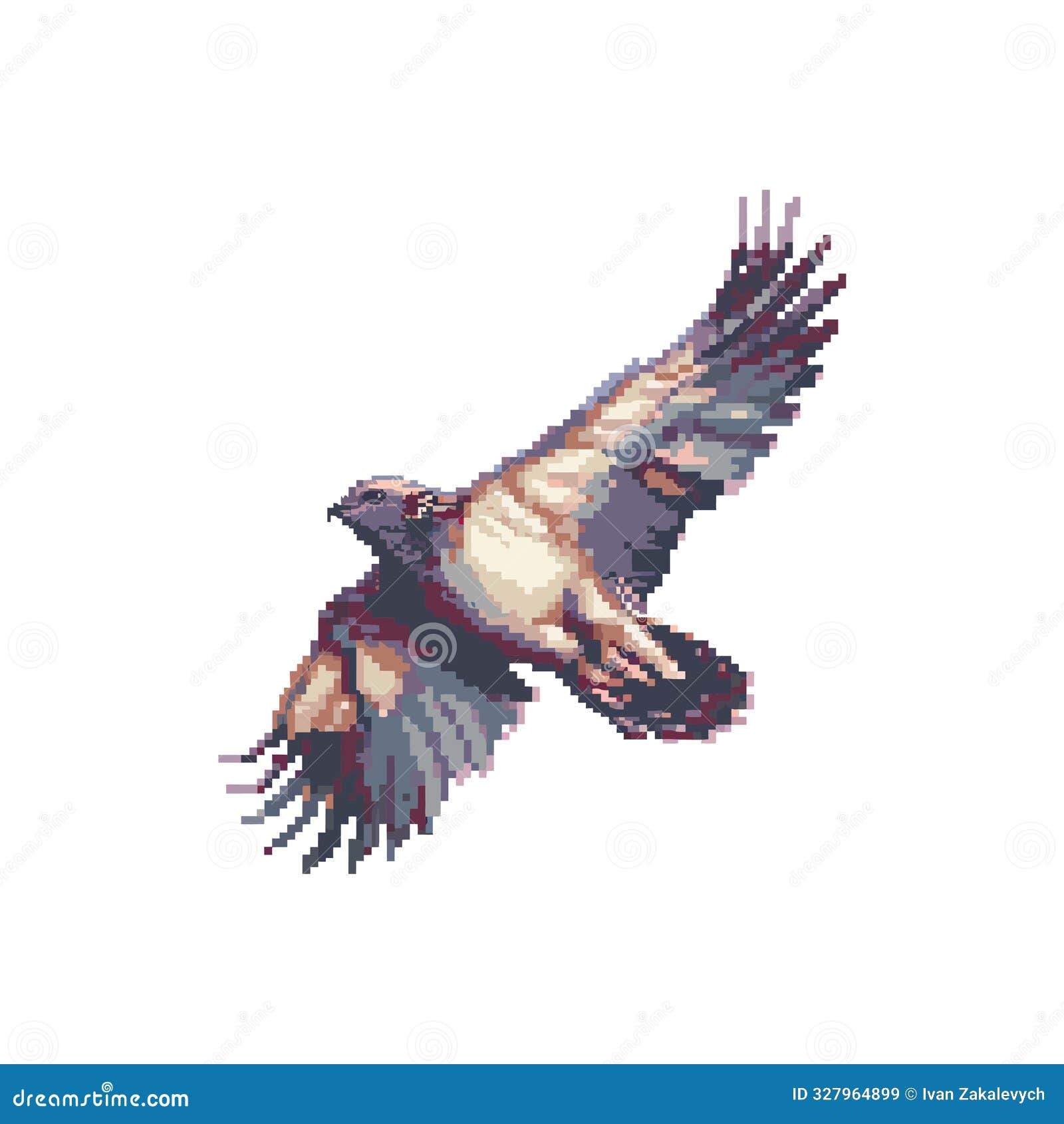 Pixel Art Pigeon in Flight. Vector Illustration Stock Illustration ...