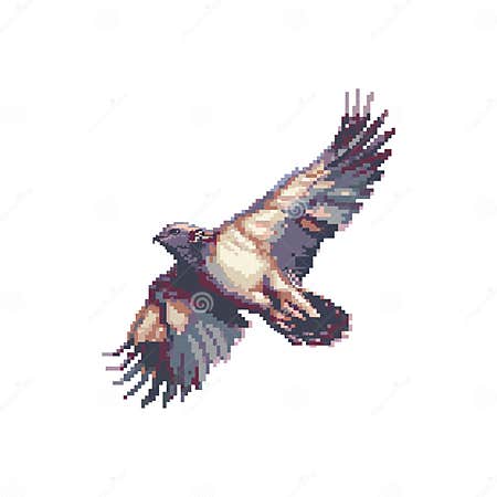 Pixel Art Pigeon in Flight. Vector Illustration Stock Illustration ...