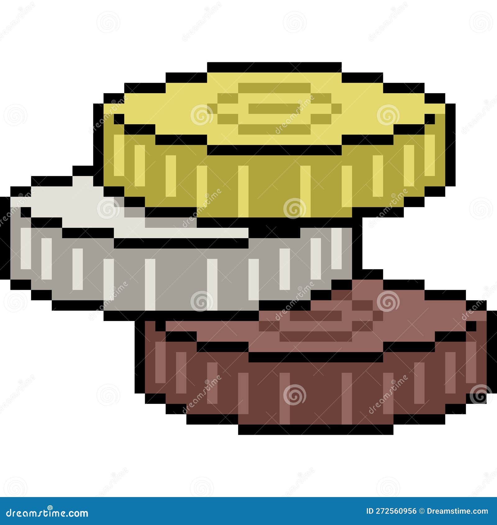 Pixel art pile of coin stock vector. Illustration of background - 272560956