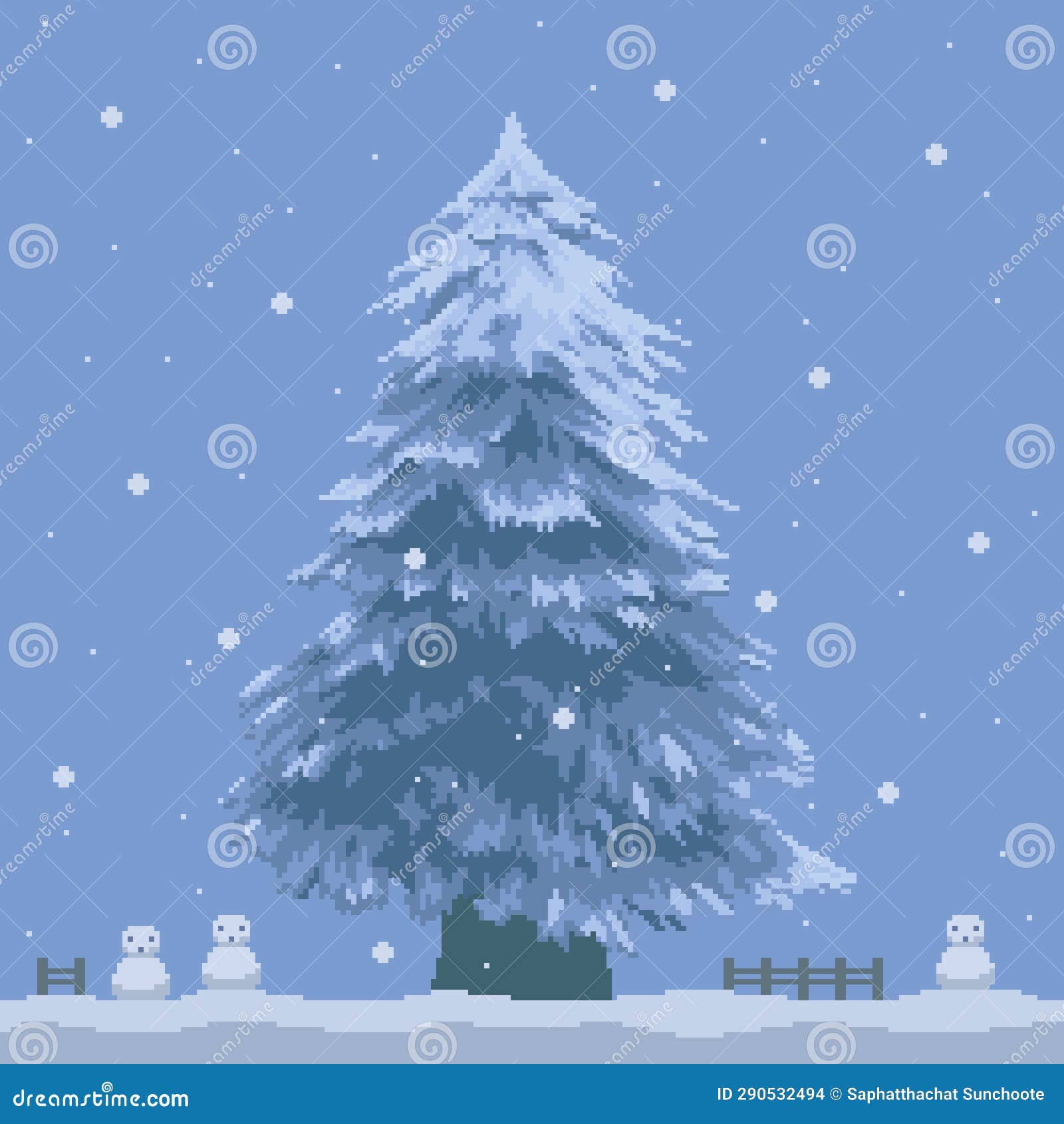 Pixel art pine tree winter stock vector. Illustration of leaf - 290532494