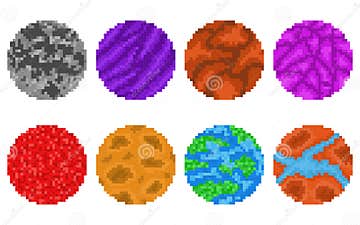 Pixel art planets stock vector. Illustration of planets - 174879105
