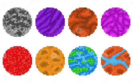 Pixel art planets stock vector. Illustration of planets - 174879105