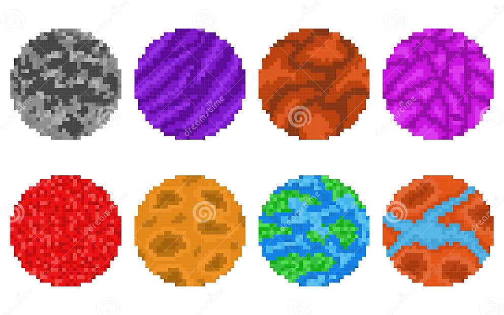 Pixel art planets stock vector. Illustration of planets - 174879105