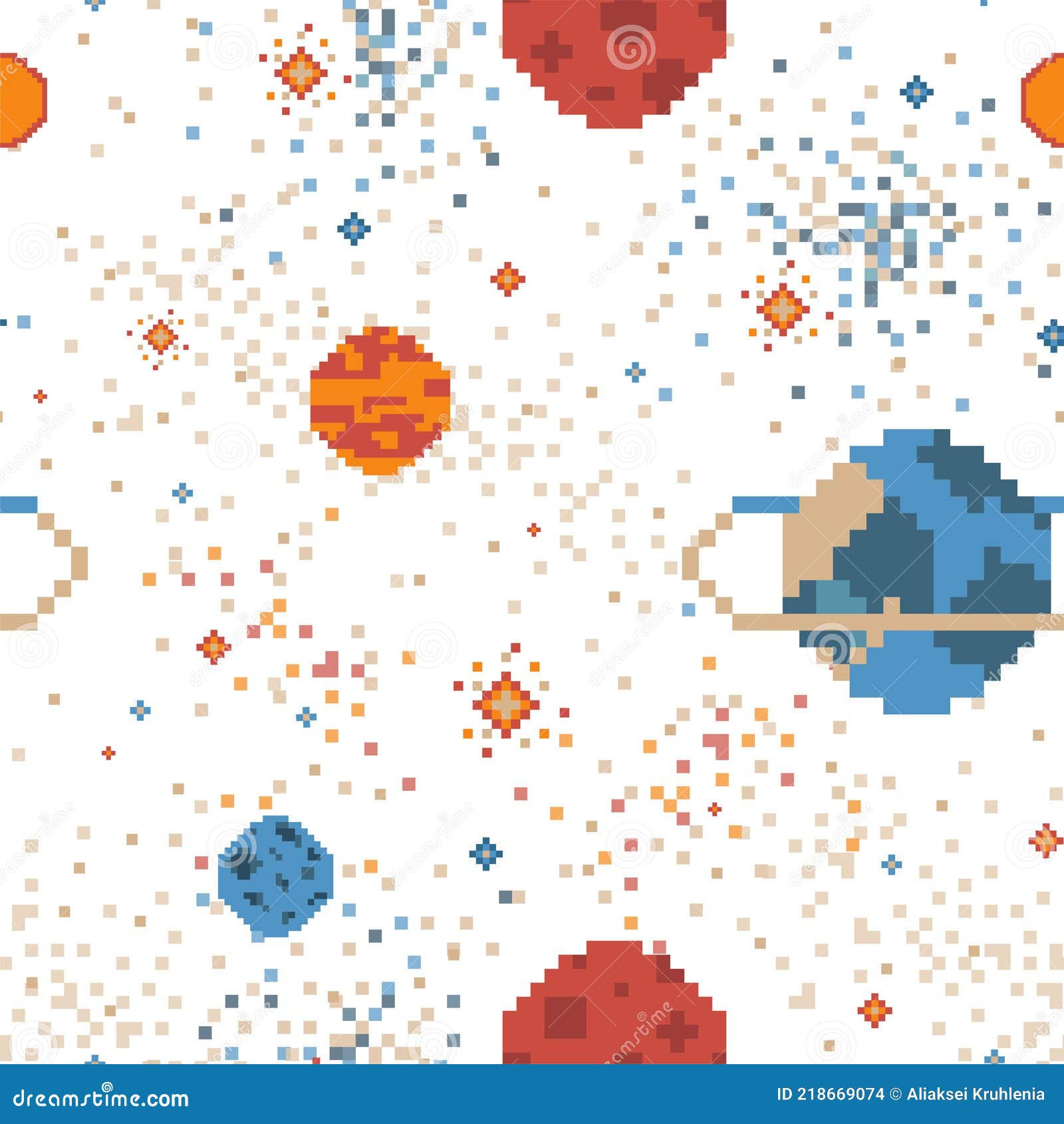 Pixel Art Planets in Space Galaxy Pattern Stock Vector - Illustration ...