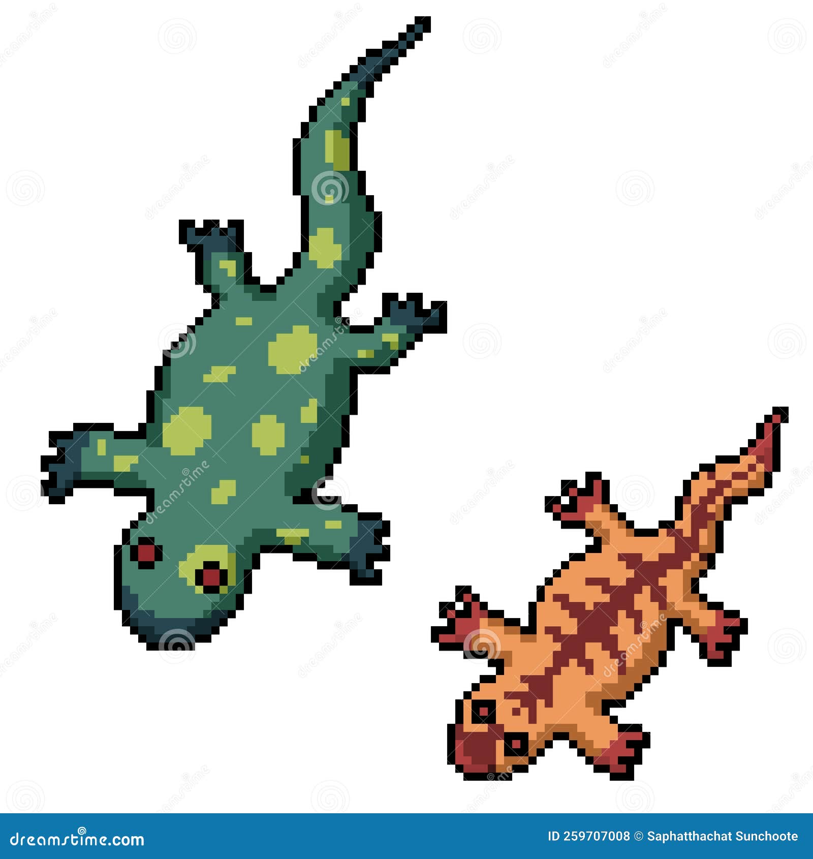 Pixel Art Gecko Illustration Vector For Game Design | CartoonDealer.com ...