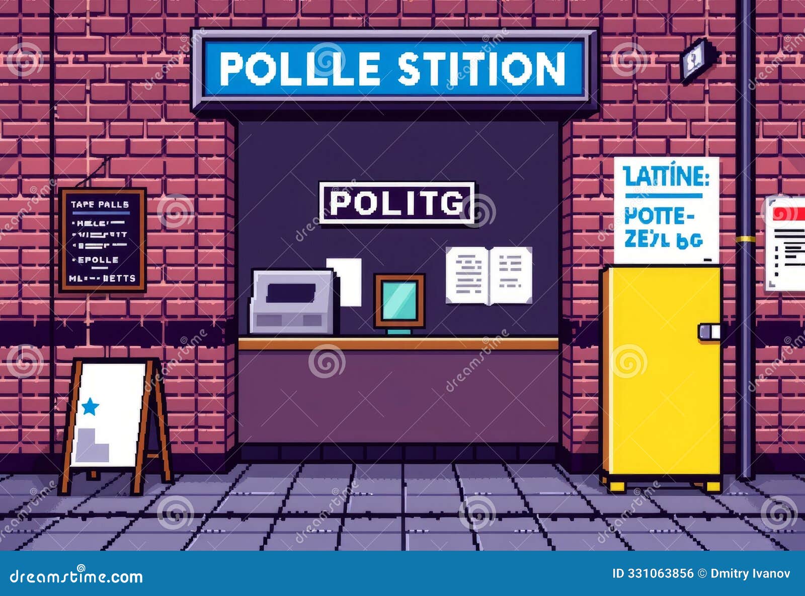 Pixel Art Polling Station a Pixelated Representation of a Pollin Stock ...