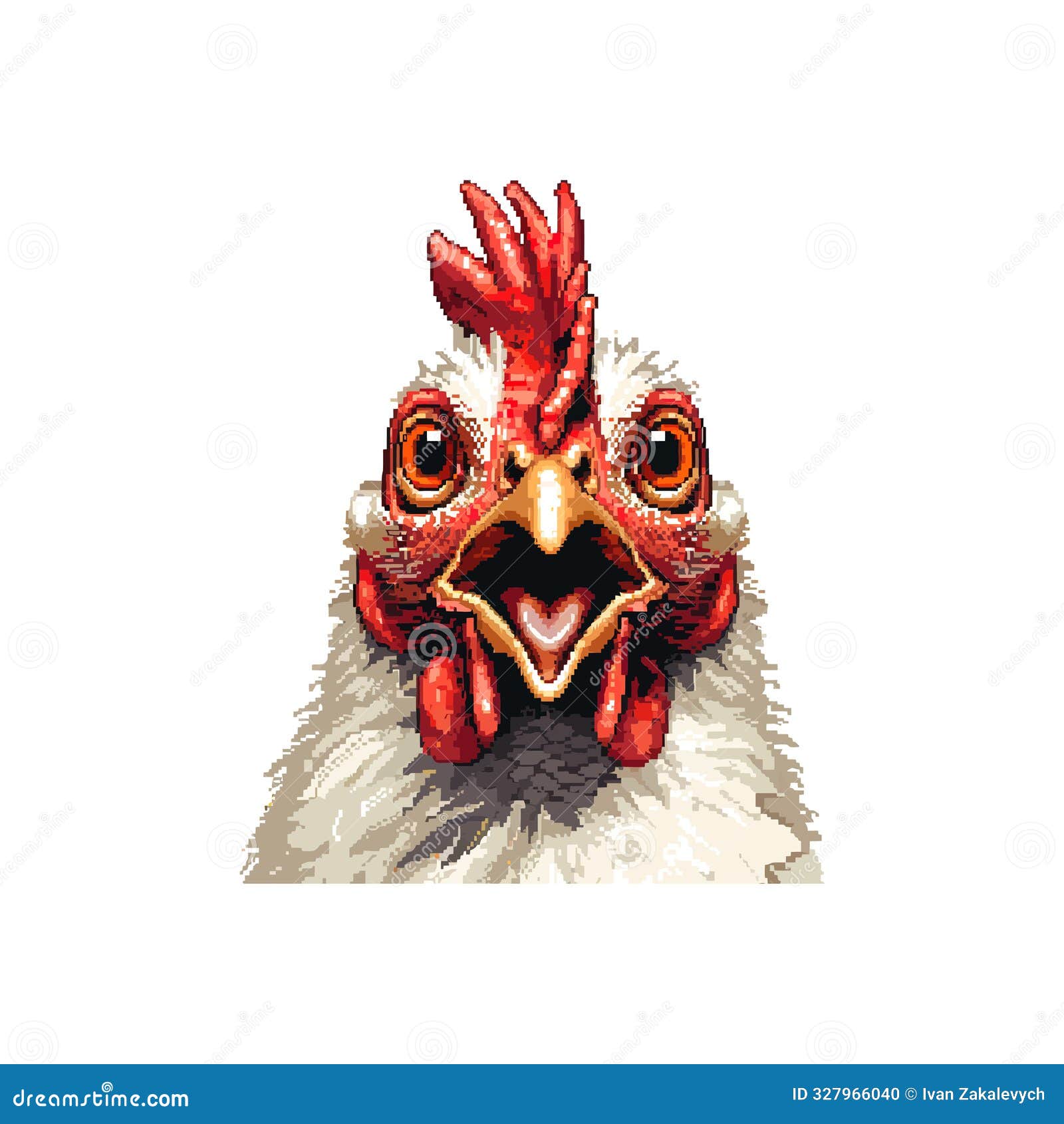 Pixel Art Portrait of a Surprised Chicken. Vector Illustration Design ...