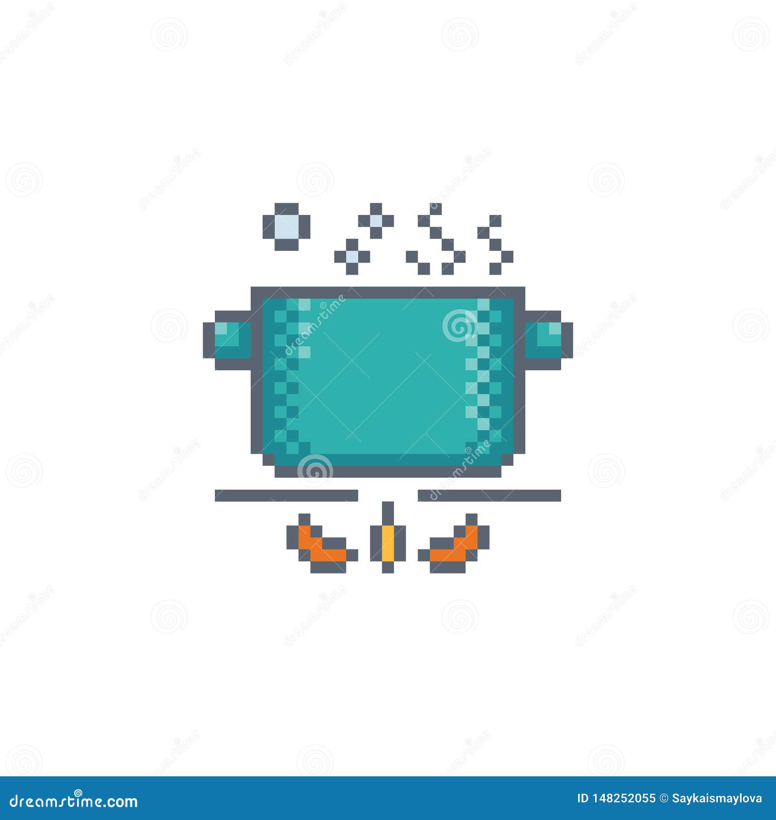 Pixel art pot icon. stock vector. Illustration of sticker - 148252055