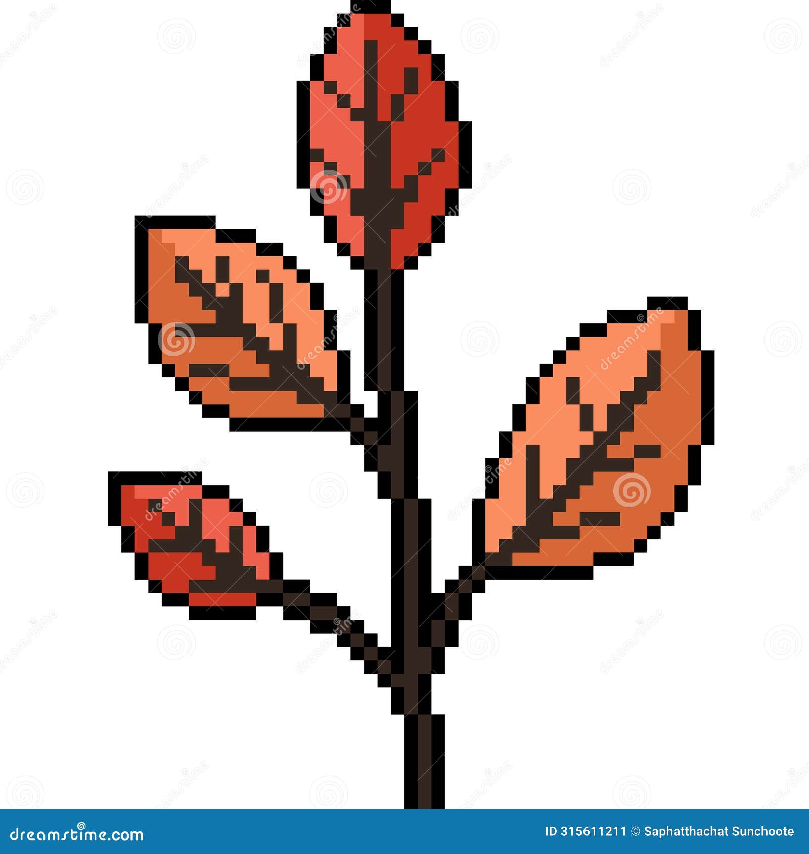 Pixel Art of Prange Leaf Branch Stock Vector - Illustration of leaf ...