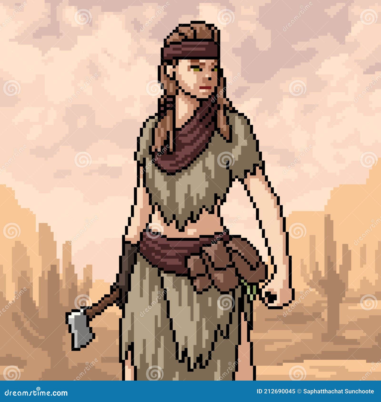 Pixel Art Hunter Character. Vector Illustration | CartoonDealer.com ...