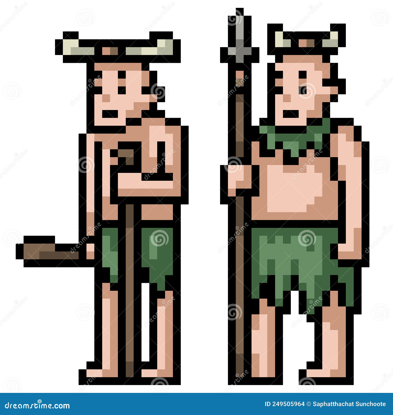 Pixel Art Primitive Unga Bunga Stock Vector - Illustration of primitive ...