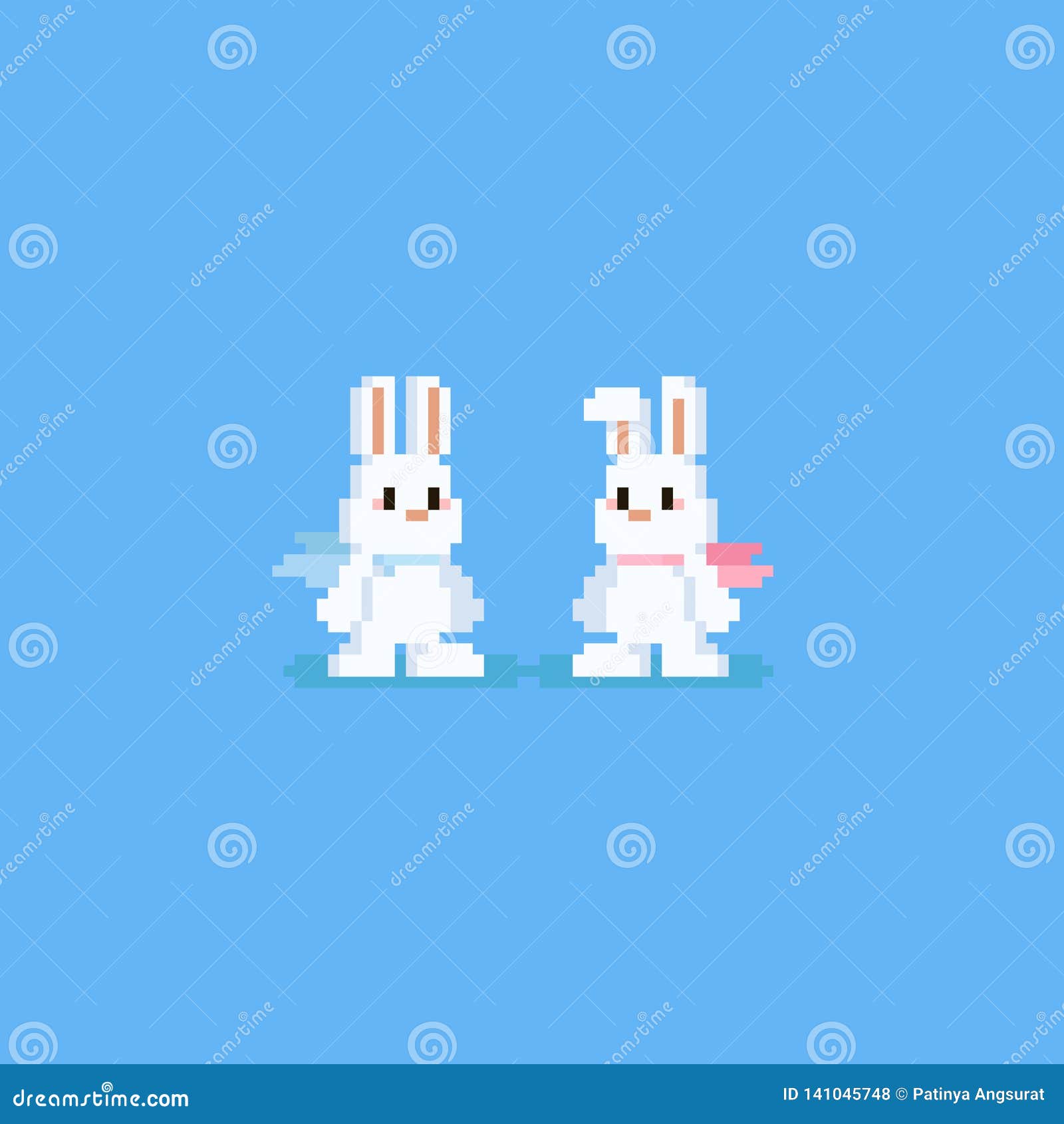 Pixel Rabbit Character with Scarf.Easter Day.8bit. Stock Illustration ...