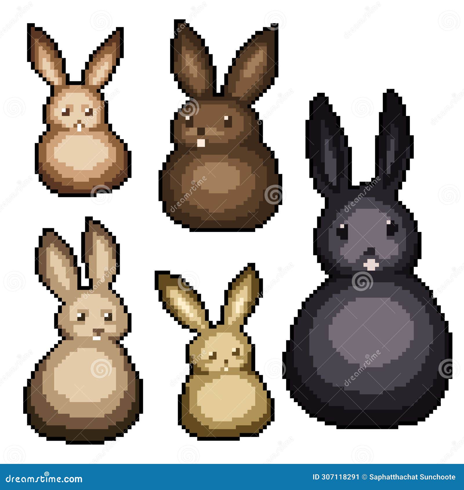 Pixel Art Rabbit Doll Family Stock Vector - Illustration of pixel ...