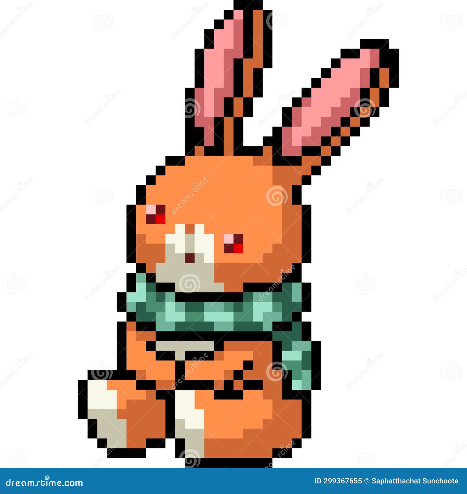 Pixel art rabbit doll sit stock vector. Illustration of doll - 299367655