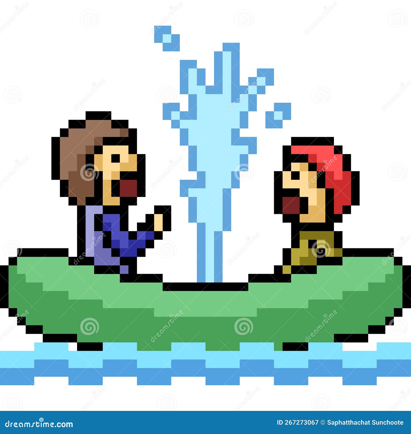 Pixel art raft wreck panic stock vector. Illustration of boat - 267273067