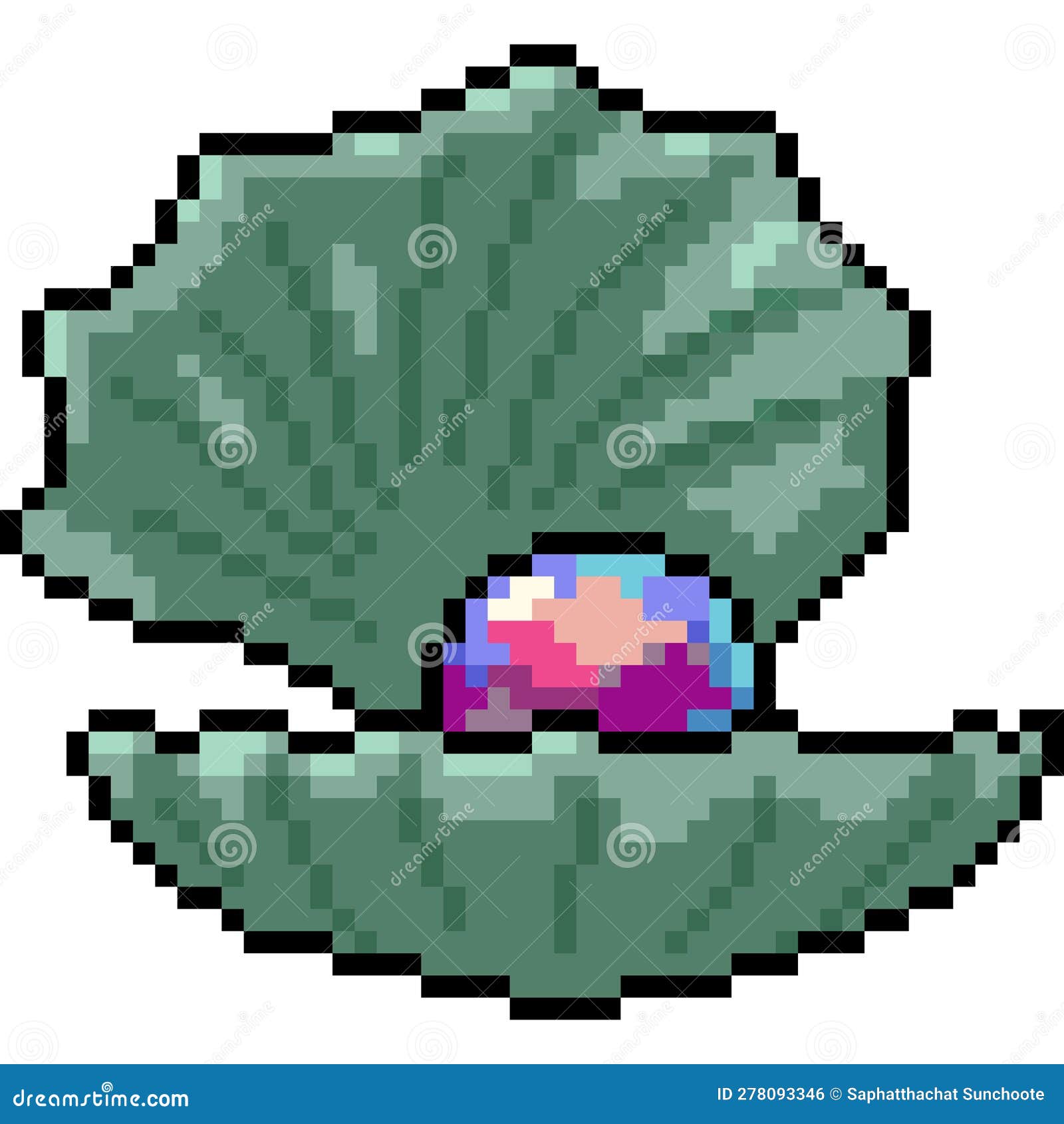 Pixel Art Rainbow Pearl Shell Stock Vector - Illustration of shell ...