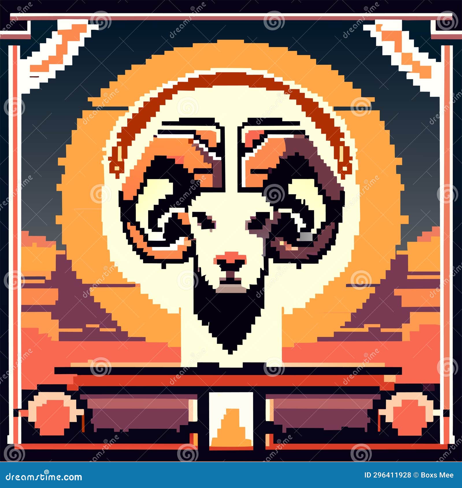 Pixel Art Ram Head. 8 Bit Pixel Art Vector Illustration Stock Vector ...