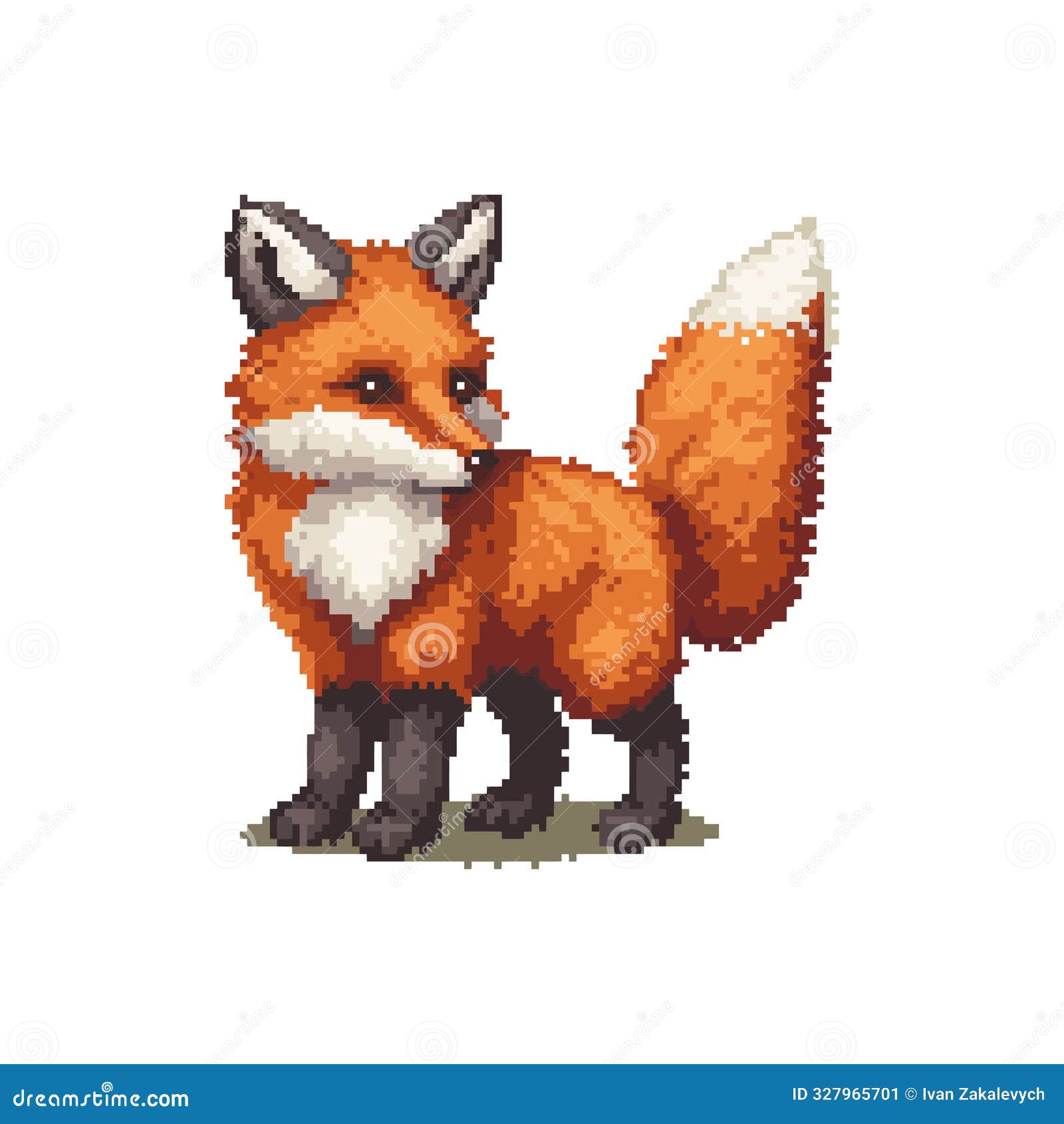 Pixel Art Red Fox Standing on White Background. Vector Illustration ...