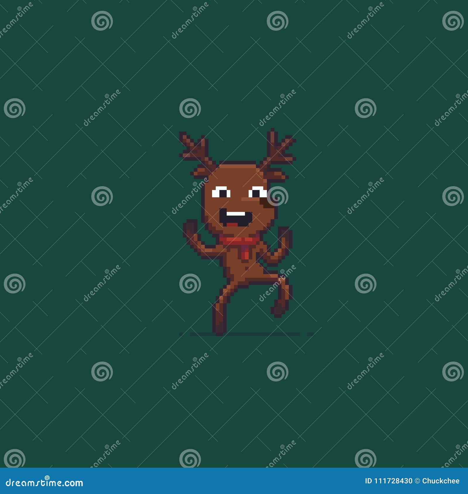 Pixel Art Reindeer stock vector. Illustration of holiday - 111728430
