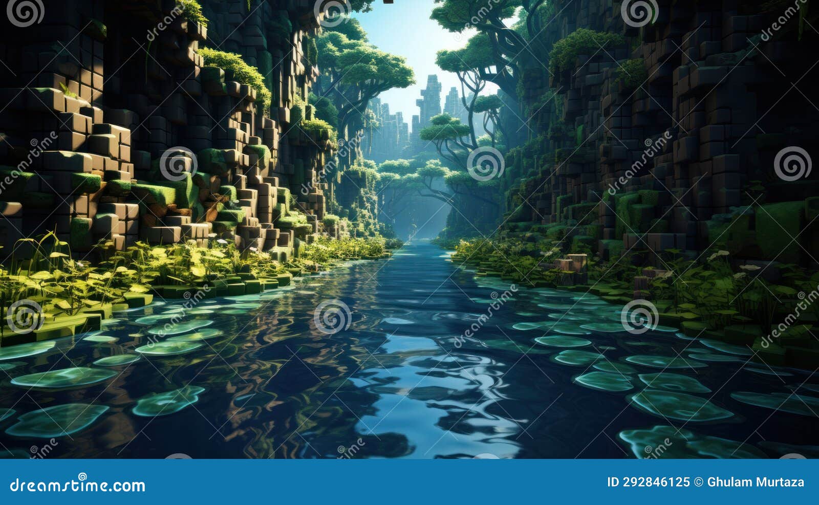 A Pixel Art Rendering of a Digital River Winding Trhough .UHD Wallpaper ...