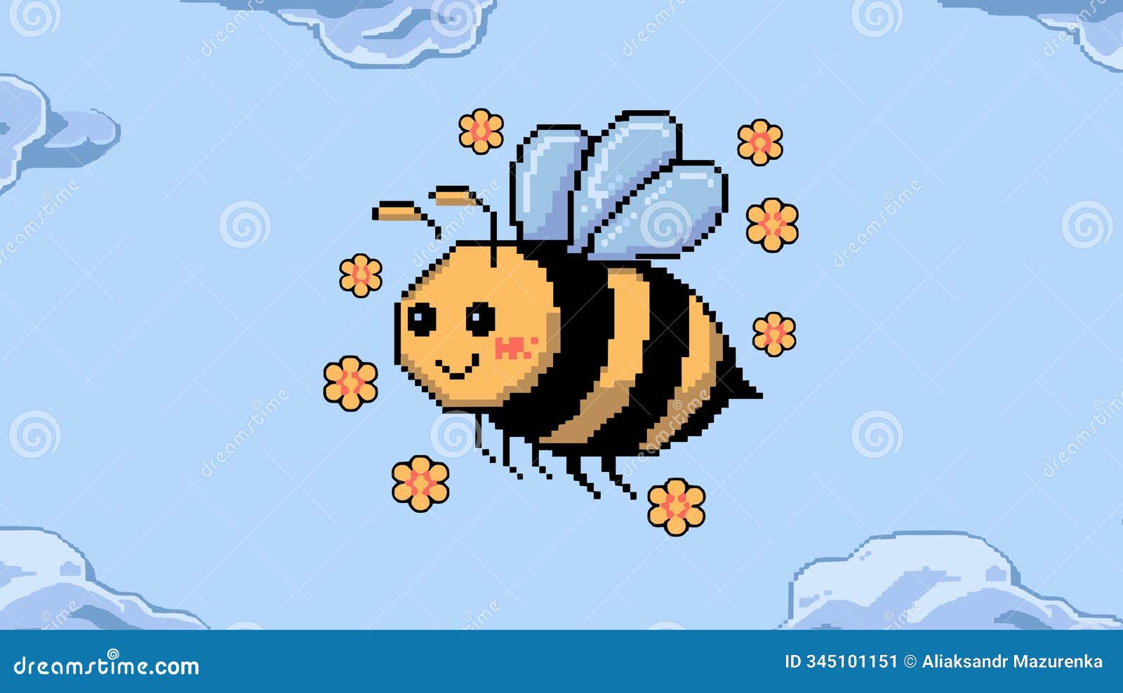 A Pixel Art Rendition of a Bee, Designed As a Sprite for a Retro Video ...