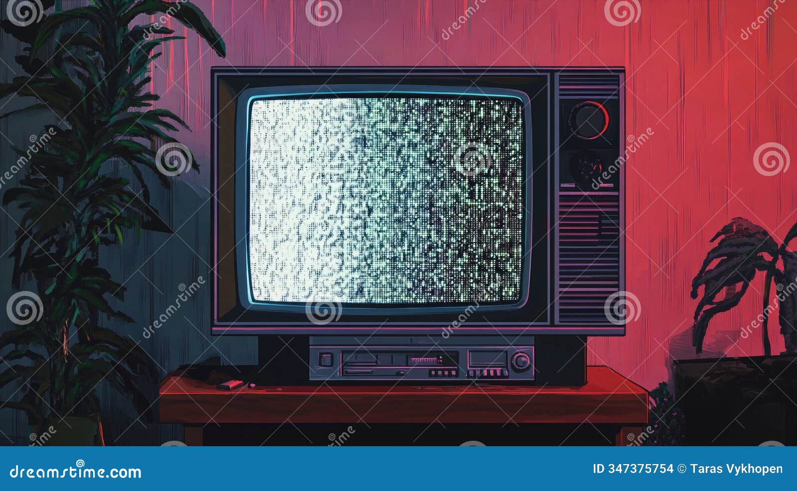 Pixel Art Representation of a Retro 1980s Television Screen with Static ...