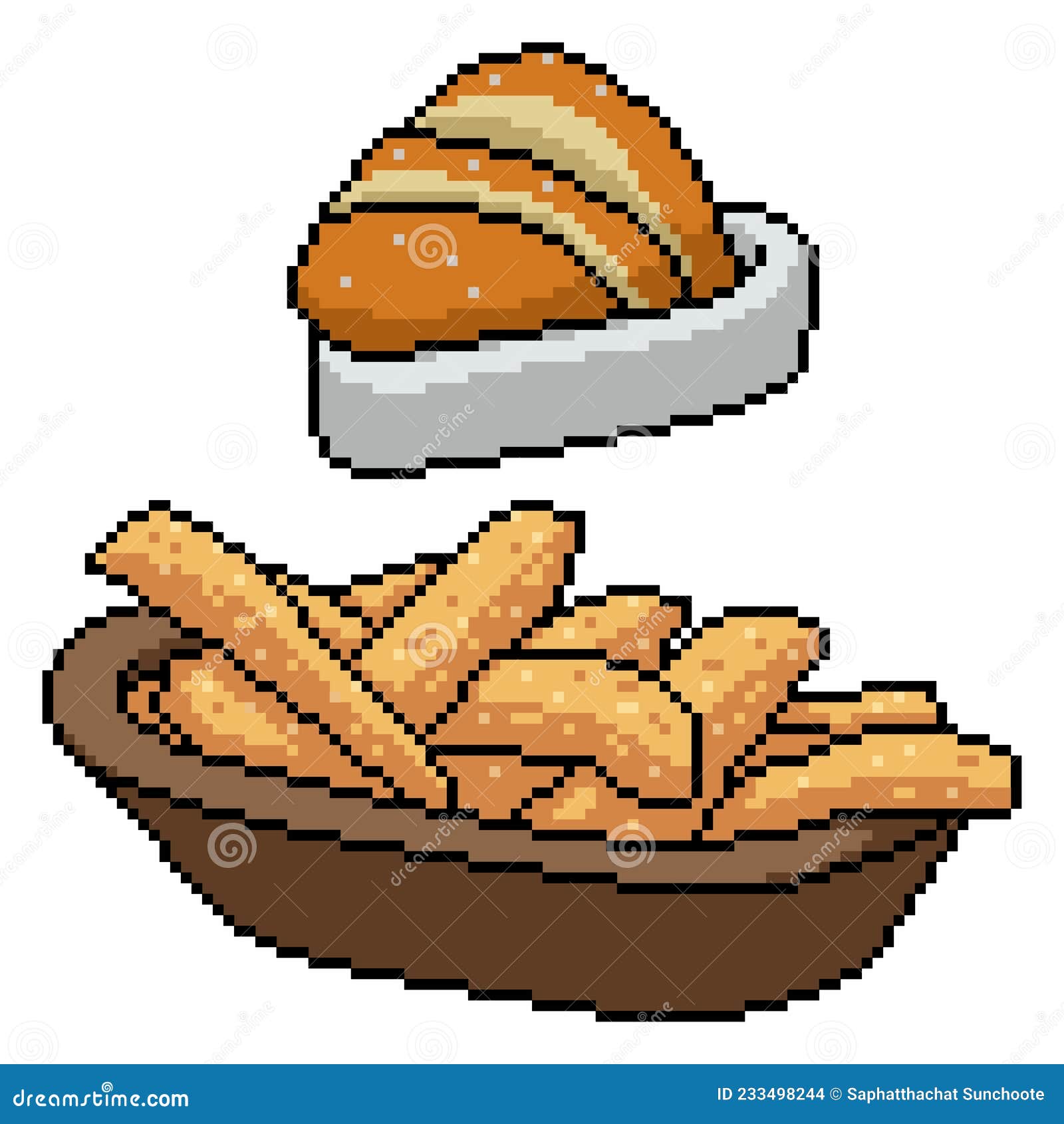 Pixel Art Restaurant Bakery Snack Stock Vector - Illustration of icon ...