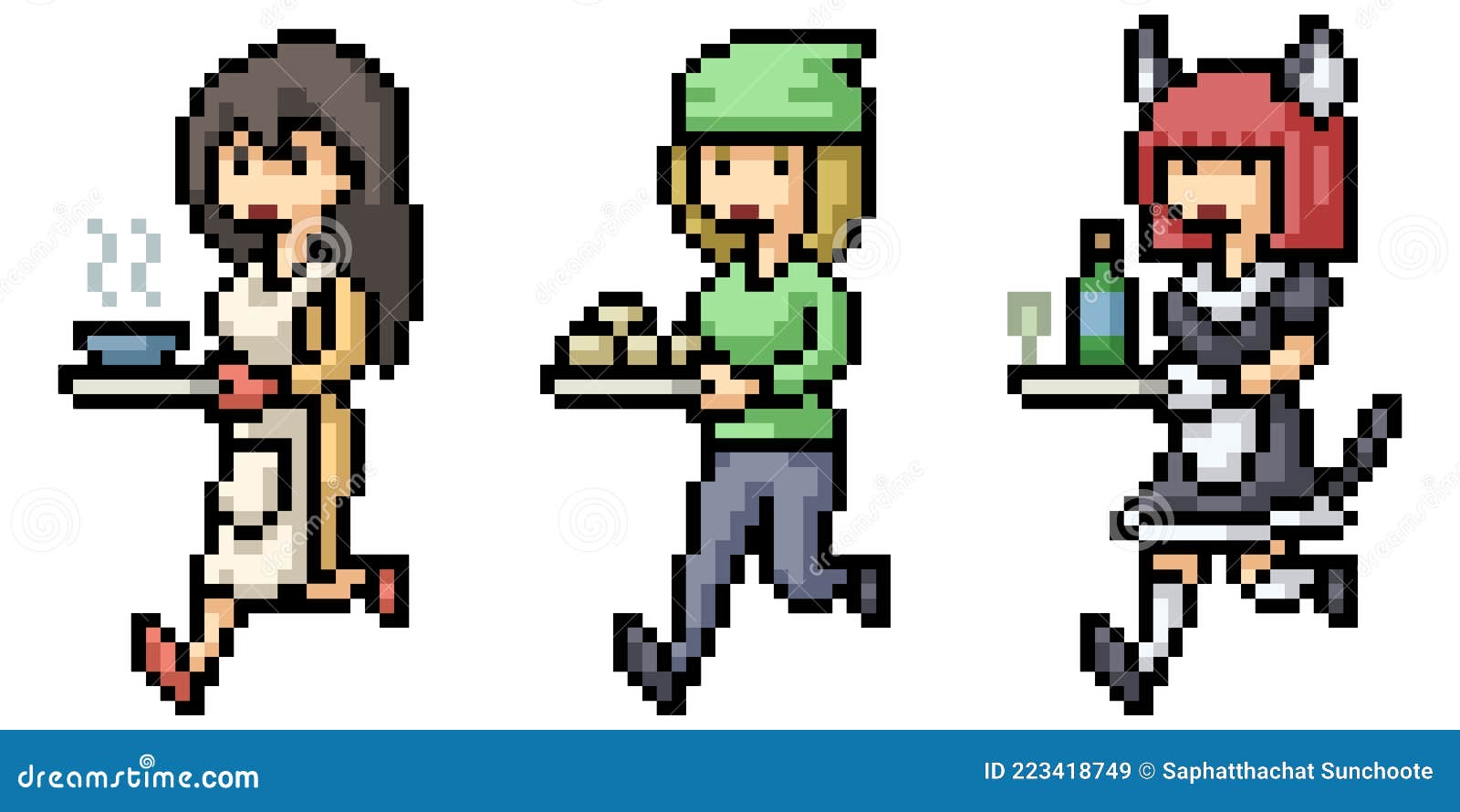 Waiter Pixel Art. Pixelated Service Staff In The Restaurant. 8bit ...