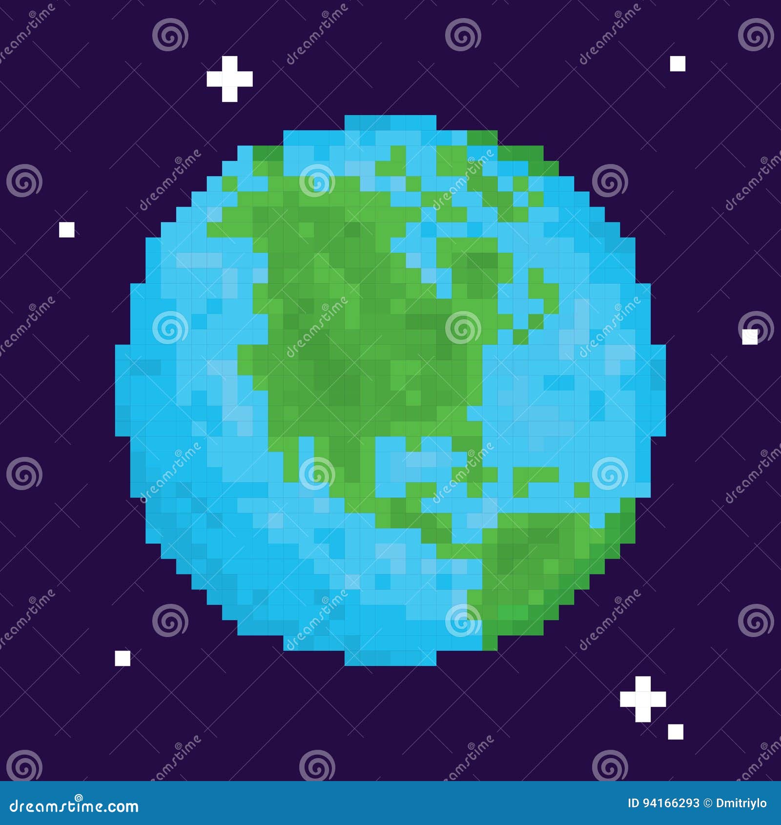 Pixel Art Retro Arcade Game Planet Earth Vector Illustration Stock ...