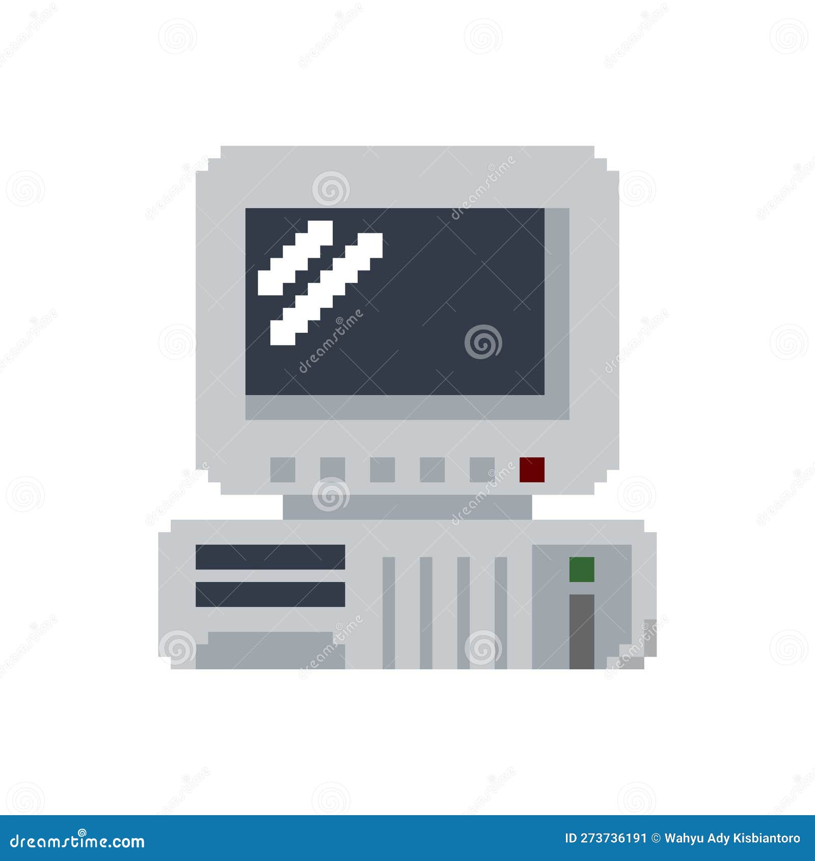 Pixel Art Retro Computer 8 Bit Style Isolated on White Stock Vector ...