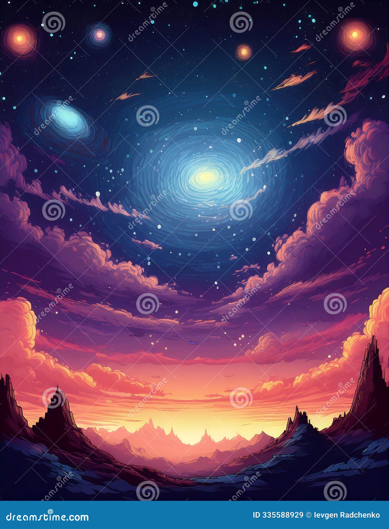 Pixel Art Retro Galaxy - Gradient Starry Sky Background with a ...