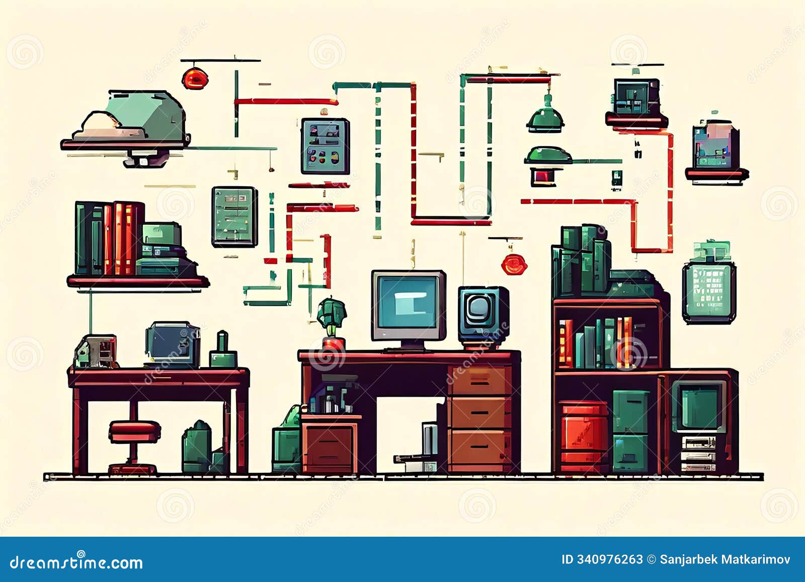 Pixel Art Retro Style Pixelated Representation of Office Element Stock ...