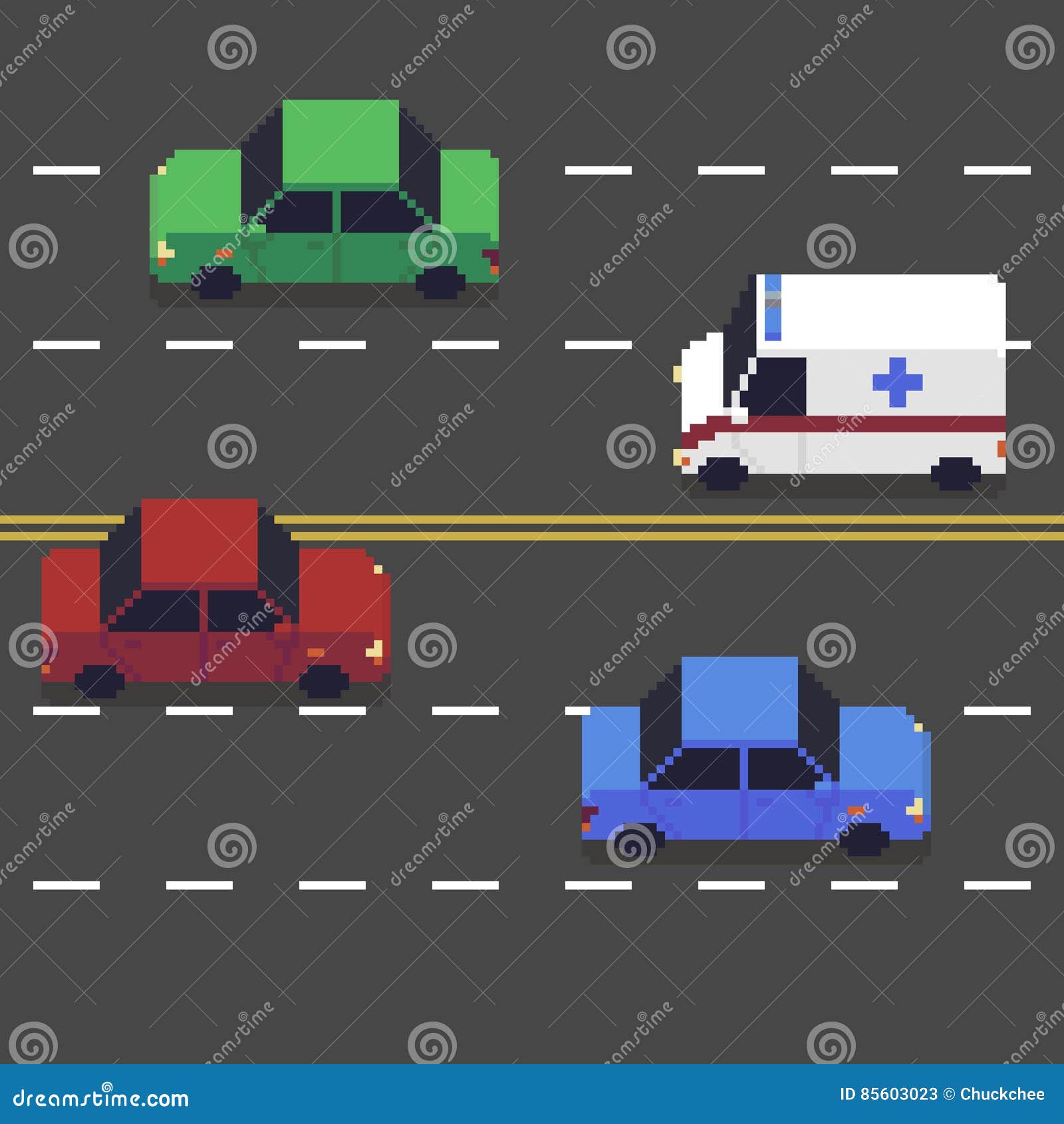 Pixel Art Road ilustración del vector. Ilustración de coche - 85603023