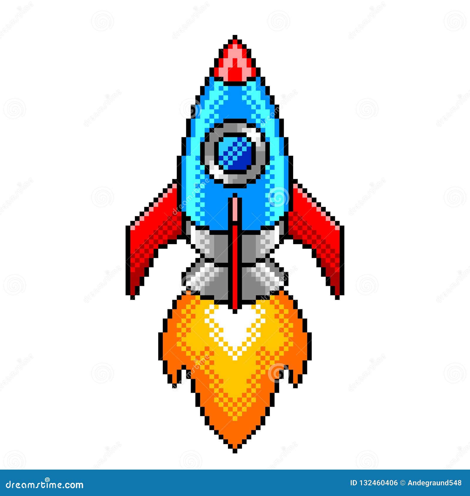 Pixel Space Rocket Detailed Illustration Isolated Vector Stock Vector ...