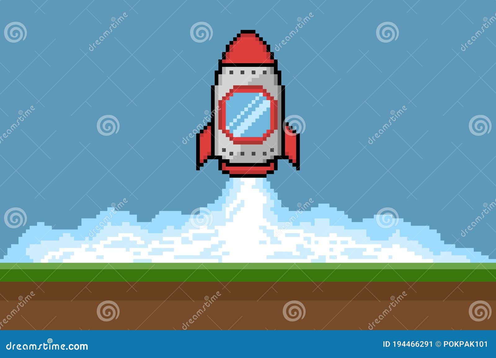 Pixel art rocket launch stock vector. Illustration of business - 194466291