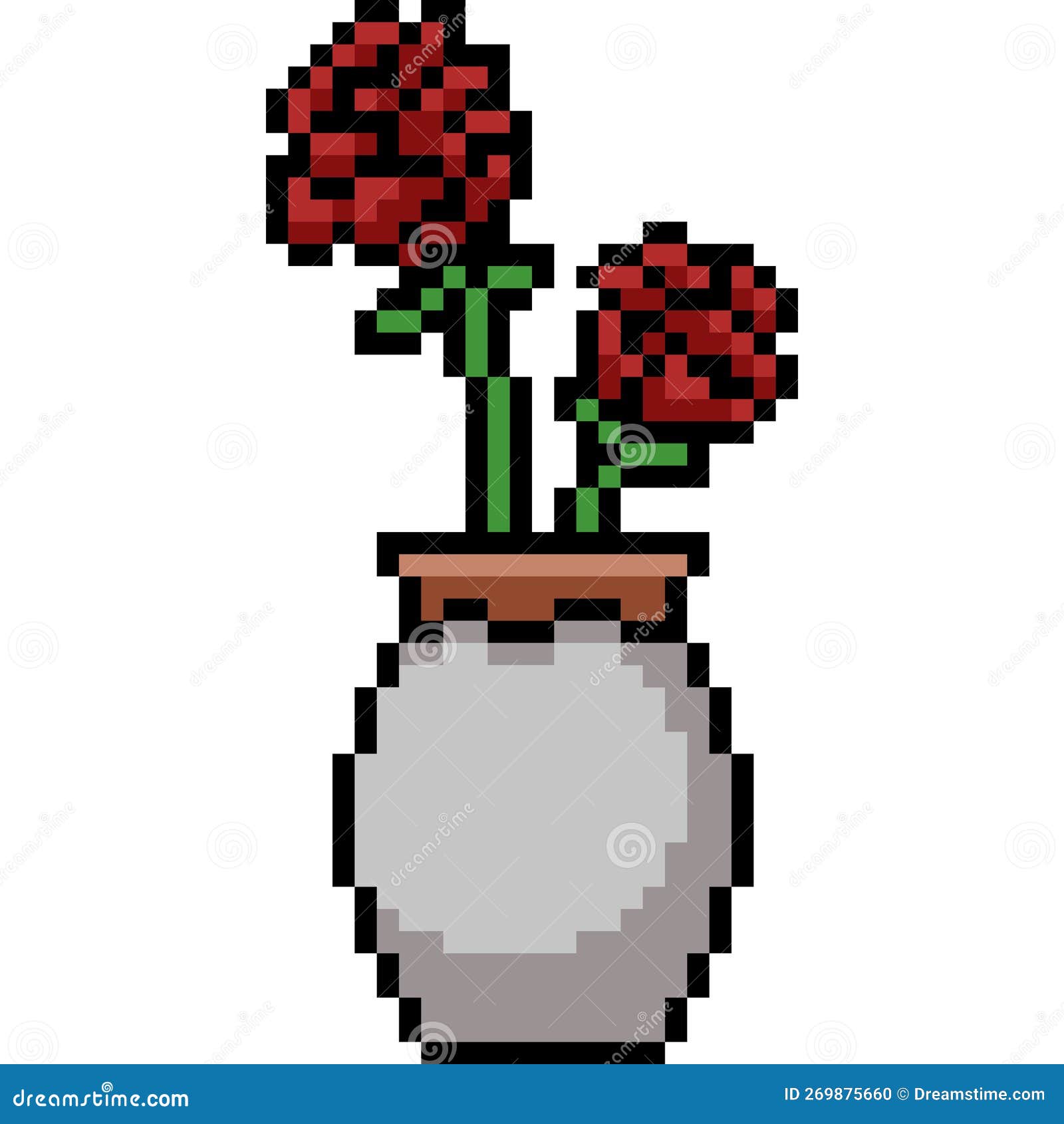 Pixel art rose rouge vase illustration de vecteur. Illustration du ...