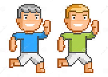 Pixel Art Running Man for Game and Design Stock Illustration ...