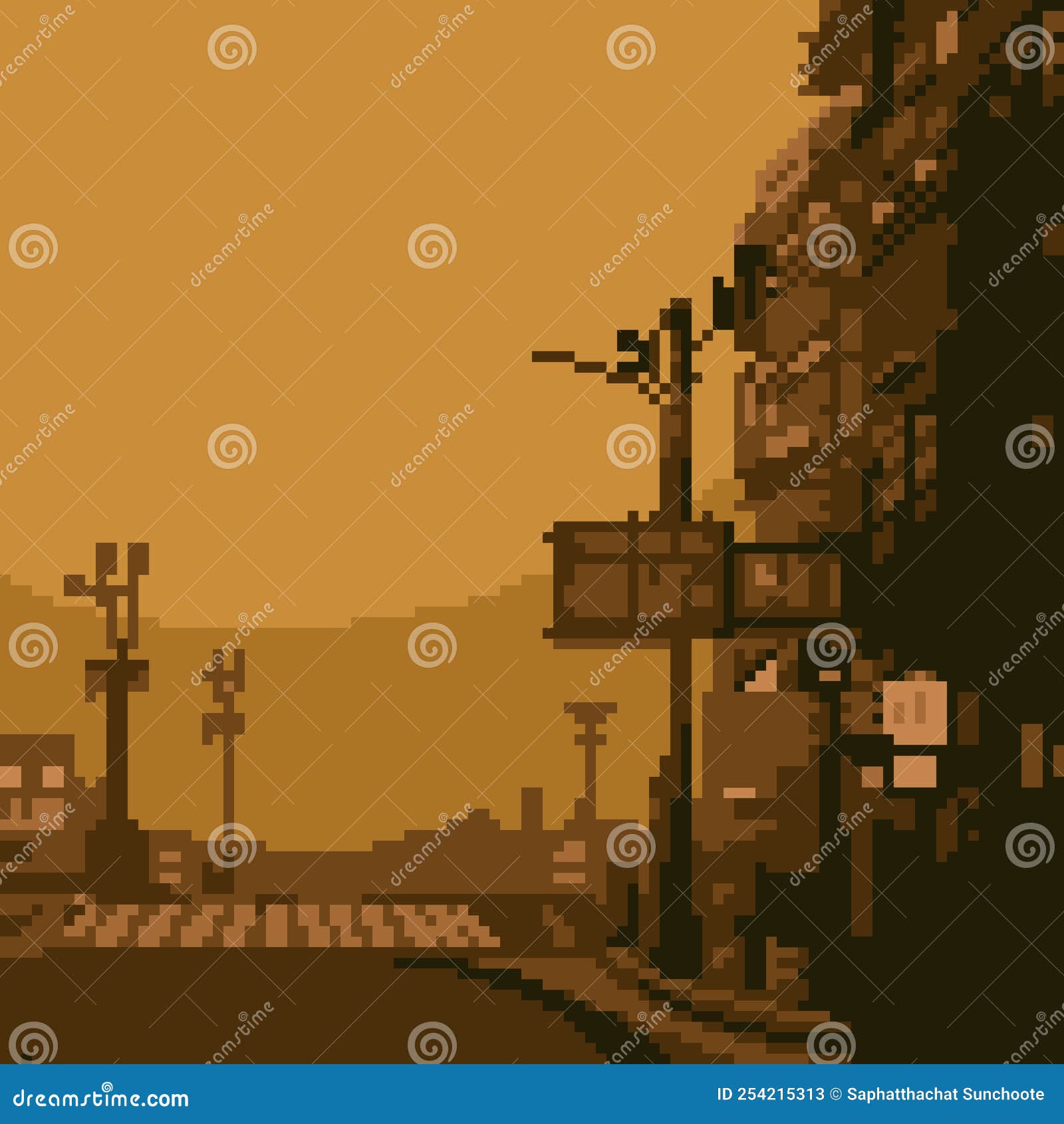 Pixel art sand storm town stock vector. Illustration of cityscape ...