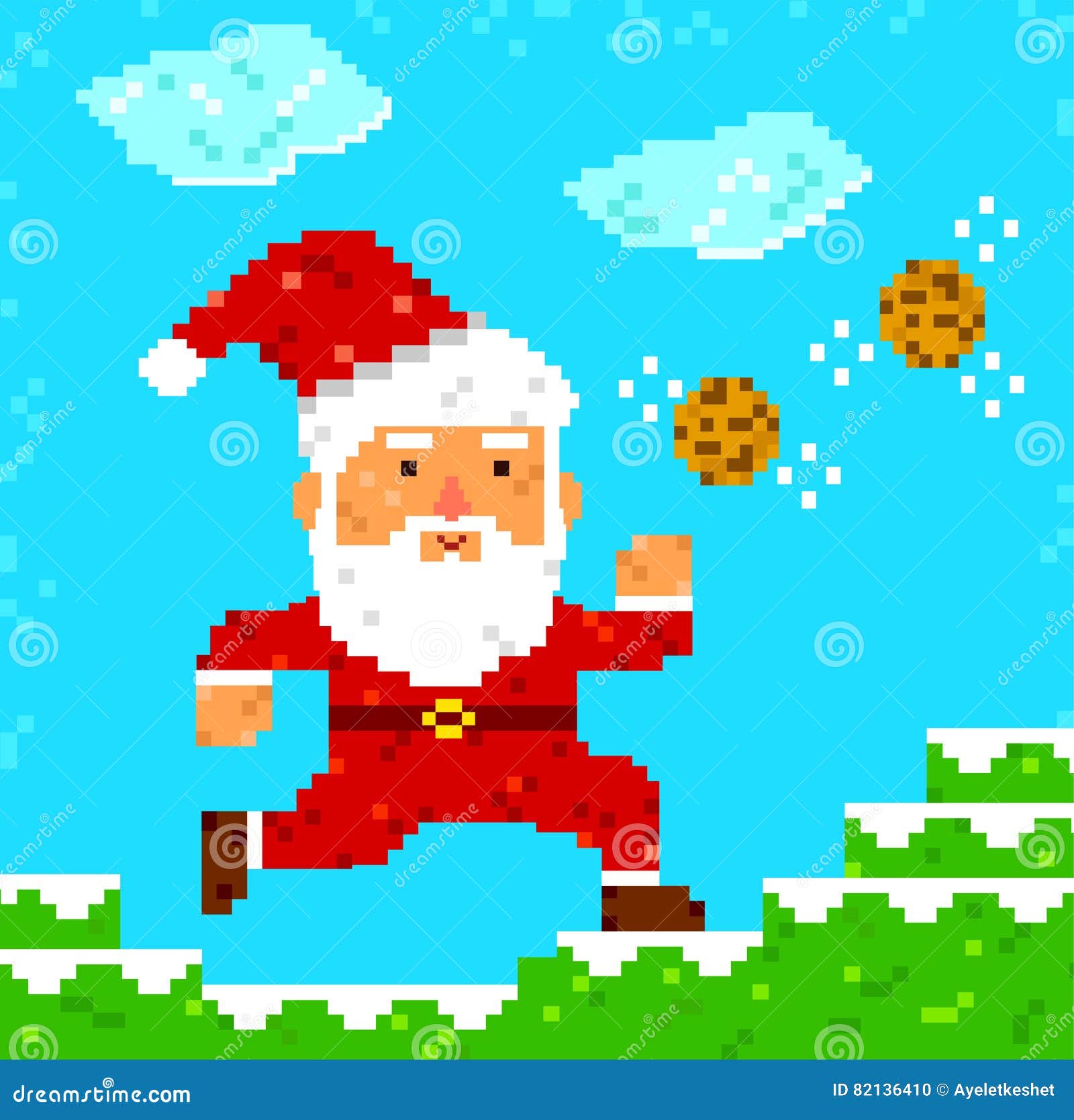 Pixel Art Santa Clause Vector Illustration | CartoonDealer.com #82136410