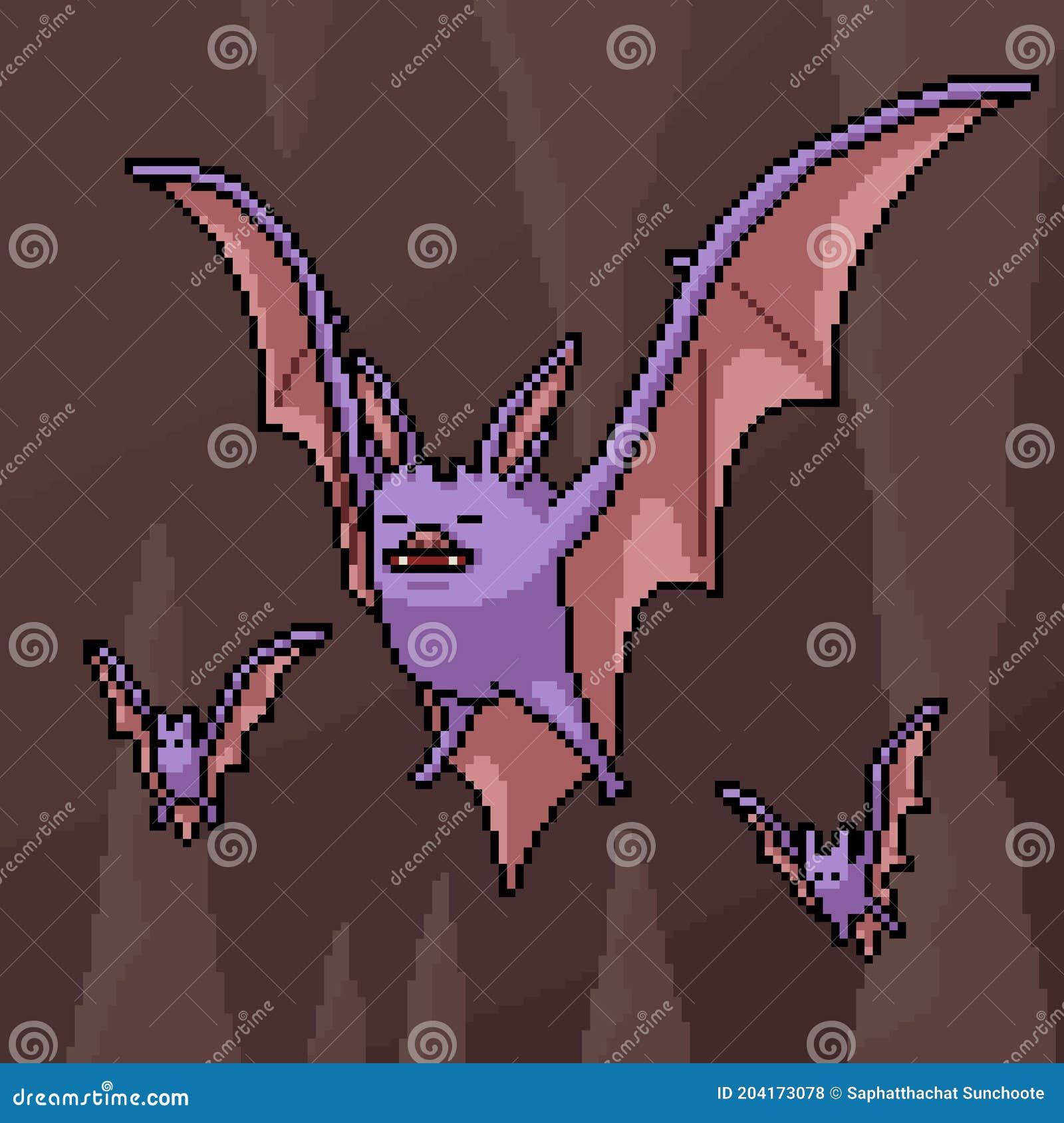 Pixel art cave bat stock vector. Illustration of cute - 204173078